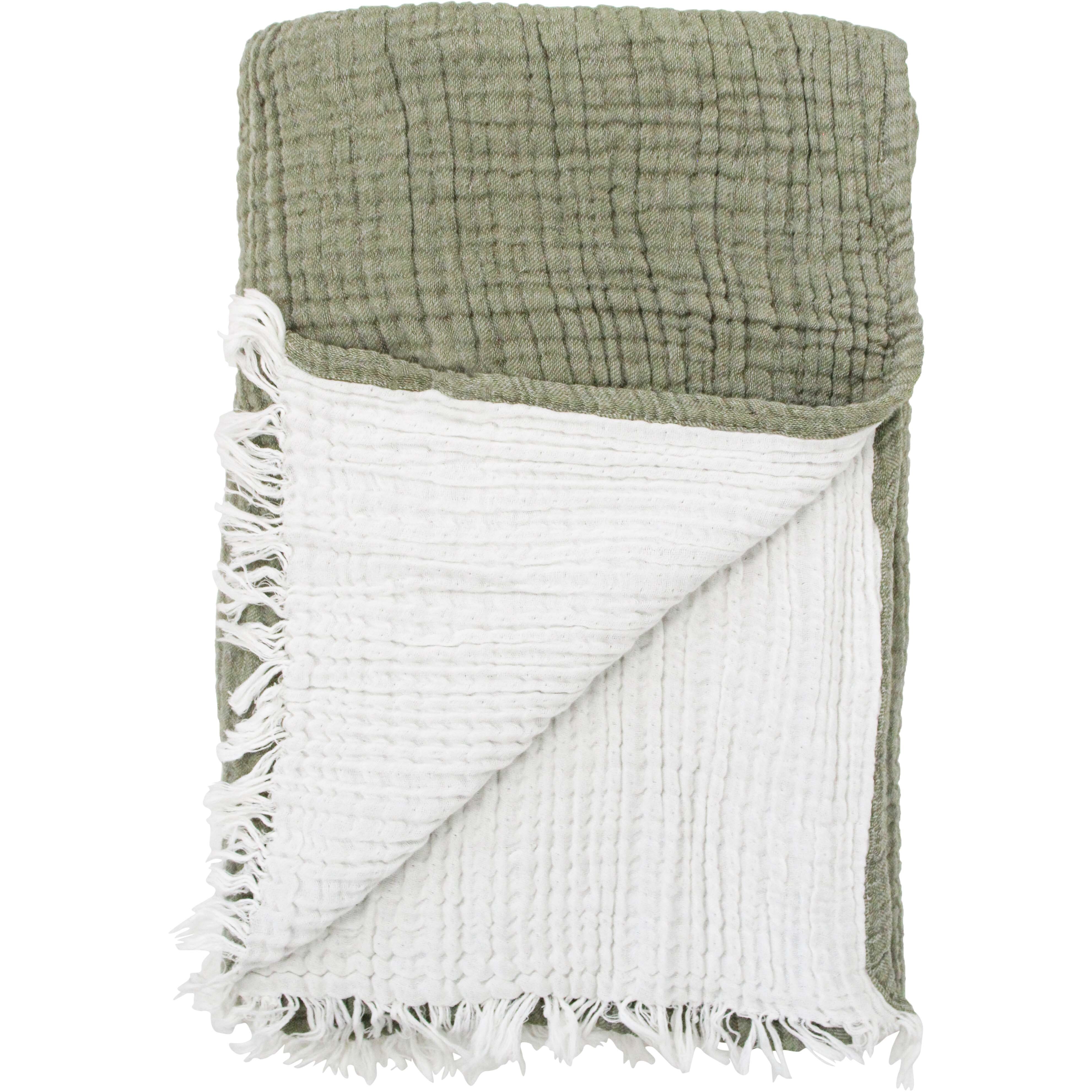 Stonewashed 6 Layered Muslin Throw/blanket Olive | Buy Wholesale Throws ...